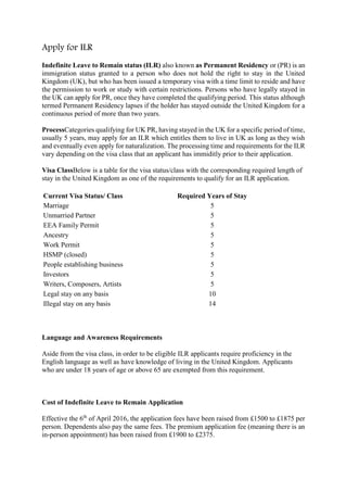 Apply for ilr | PDF | Travel