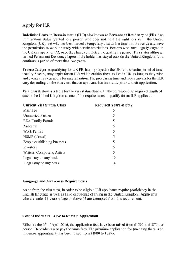 Apply for ilr | PDF