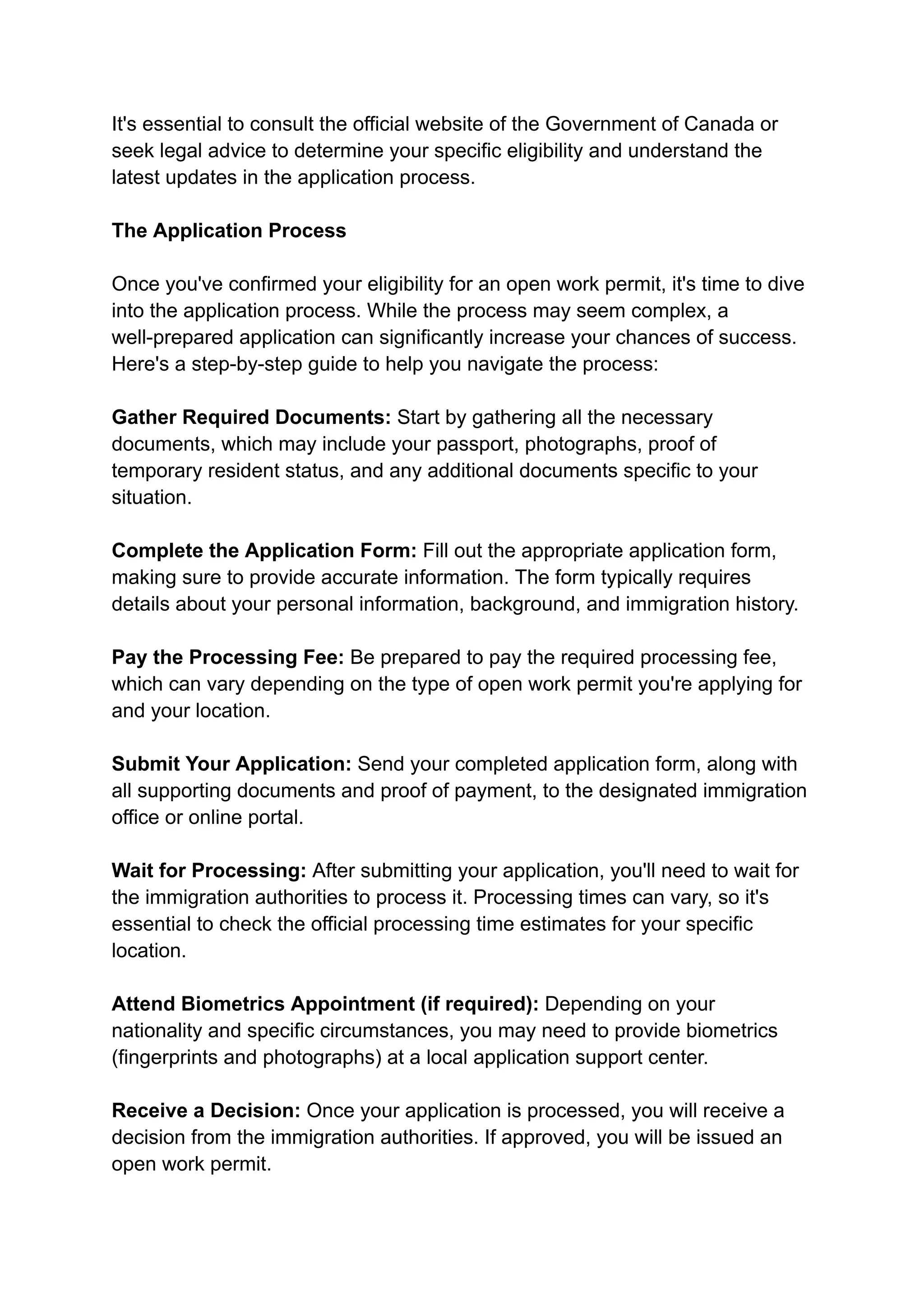 Apply For Open Work Permit Canada_The Fly International | PDF