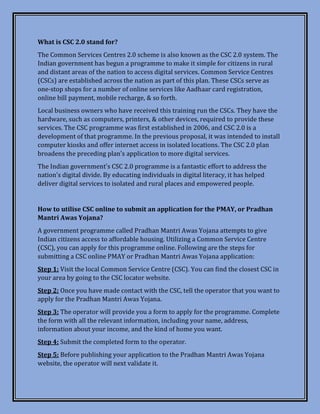 Apply For PMAY At CSC Centres Via The CSC Login Or The Digital Seva ...