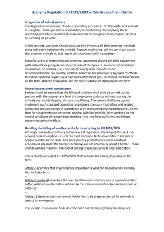 Applying regulation EU1099/2009 within the poultry industry | PDF