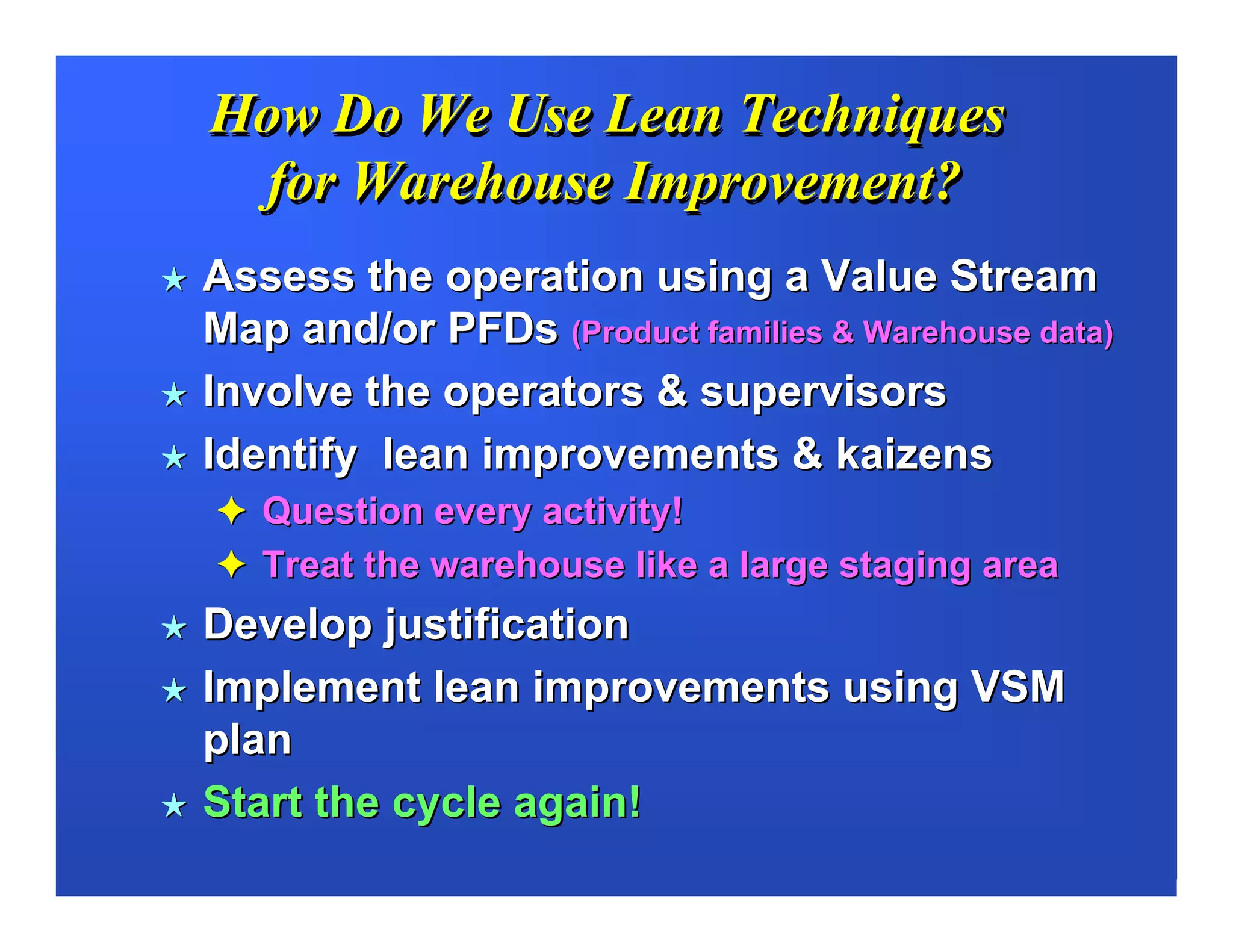Applying Lean Concepts in a Warehouse Operation | PDF
