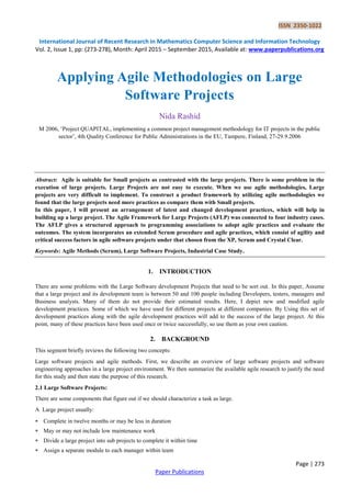 Applying Agile Methodologies on Large Software Projects | PDF