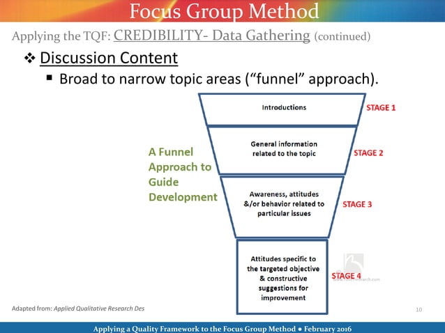 Applying a Quality Framework to the Focus Group Method | PDF