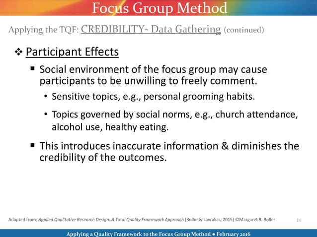 Applying a Quality Framework to the Focus Group Method | PDF