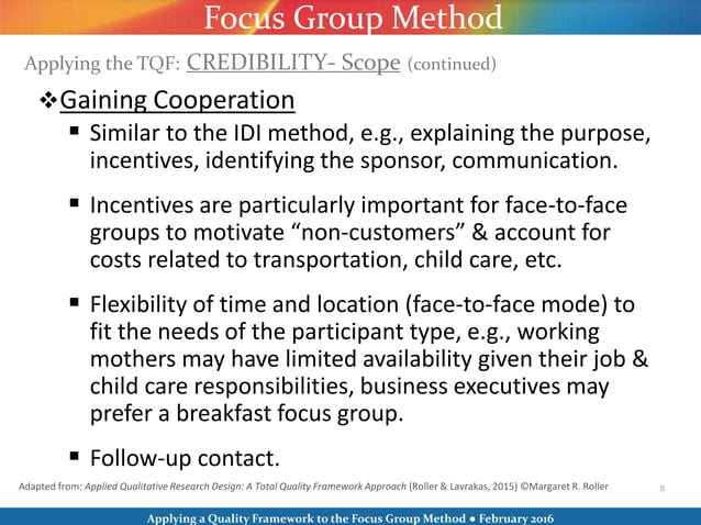Applying a Quality Framework to the Focus Group Method | PDF