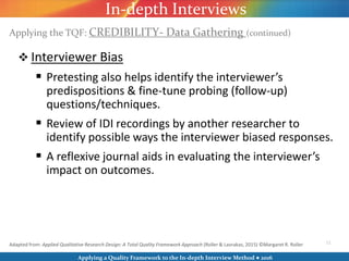 Applying a Quality Framework to the In-depth Intrerview Method | PDF