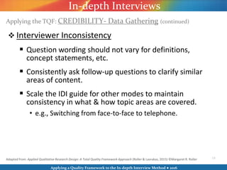 Applying a Quality Framework to the In-depth Intrerview Method | PDF