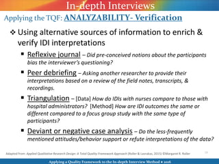 Applying a Quality Framework to the In-depth Intrerview Method | PDF