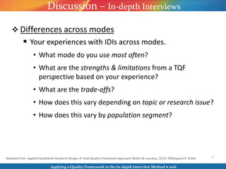 Applying a Quality Framework to the In-depth Intrerview Method | PDF