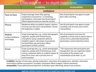Applying a Quality Framework to the In-depth Intrerview Method | PDF