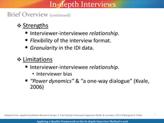 Applying a Quality Framework to the In-depth Intrerview Method | PDF