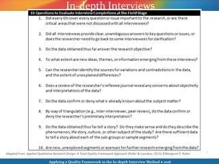Applying a Quality Framework to the In-depth Intrerview Method | PDF