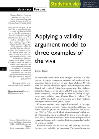 Applying A Validity Argument To The Viva | PDF