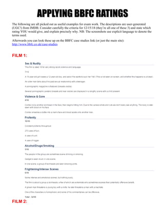 Applying bbfc ratings imdb parents guides for 6 films | PDF