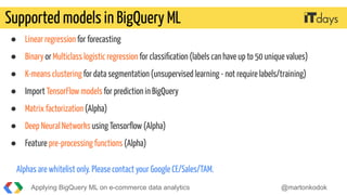 Applying BigQuery ML on e-commerce data analytics | PPT