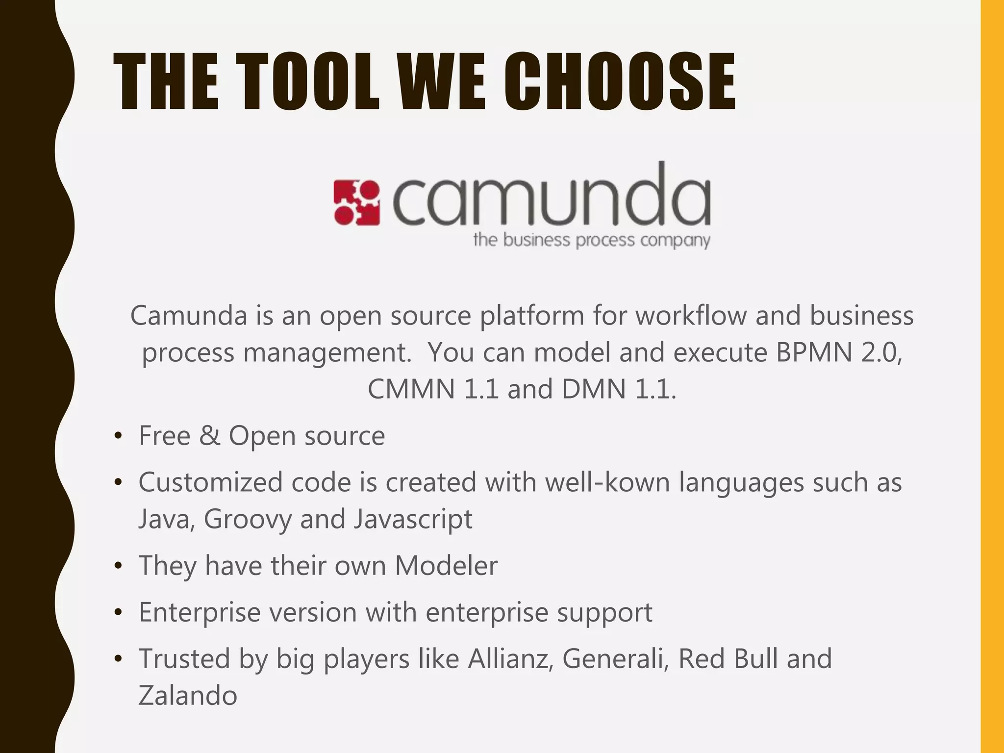 BPMN and DMN for Processing Business Data with Camunda | PPTX | Programming Languages | Computing