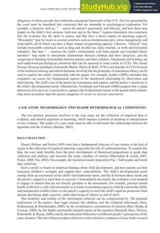 APPLYING CASE STUDY METHODOLOGY TO CHILD CUSTODY EVALUATIONS | PDF