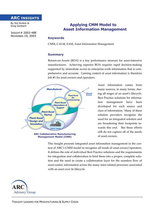 Applying cmm model to asset information management | PDF