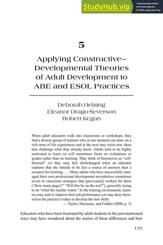 Applying Constructive Developmental Theories Of Adult Development To ...