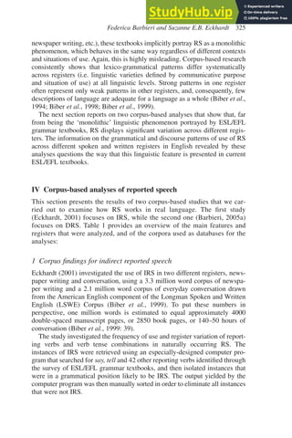 Applying Corpus-Based Findings To Form-Focused Instruction The Case Of Reported Speech | PDF ...