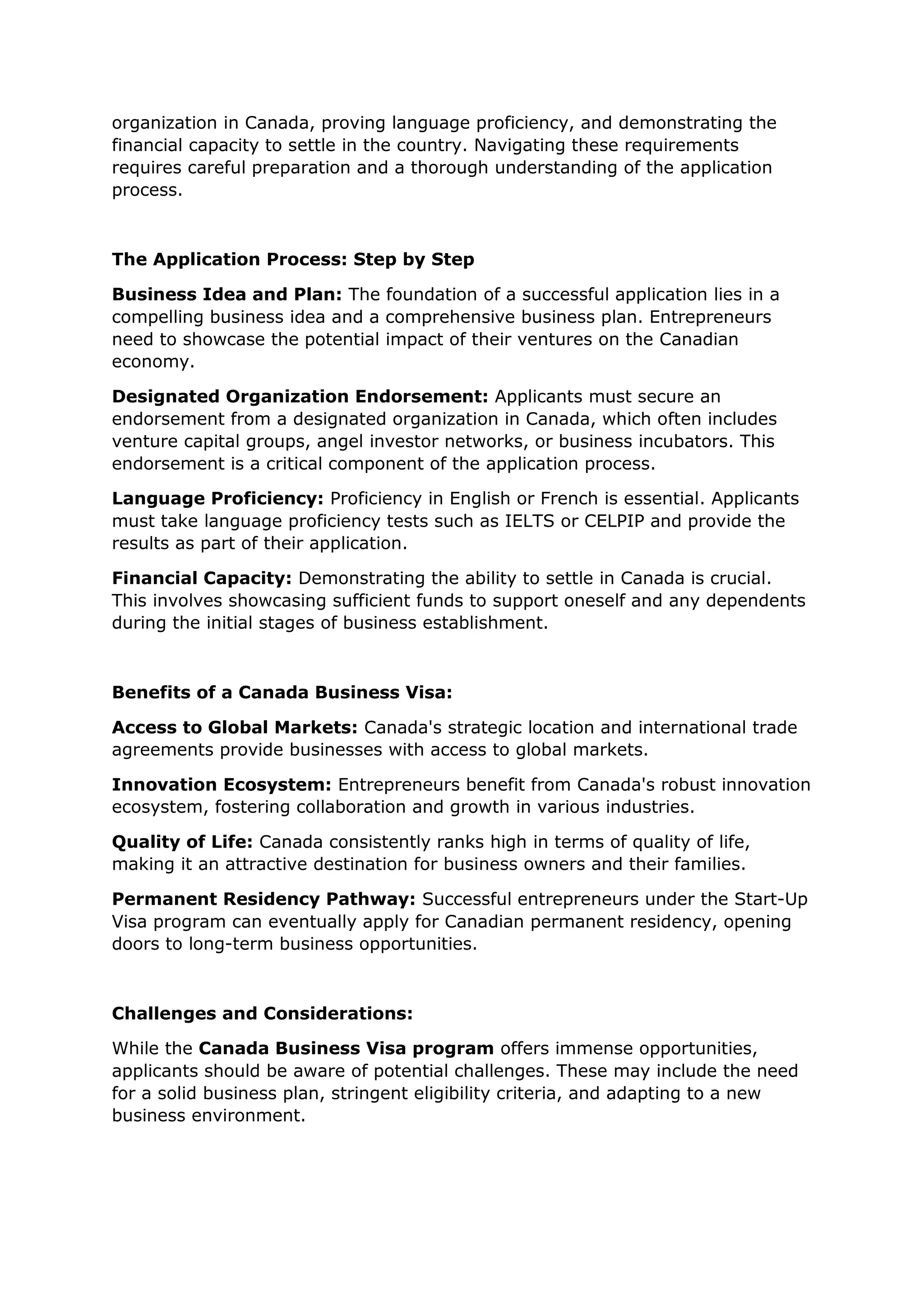 Gateway to Global Business: Applying for a Canada Business Visa | PDF