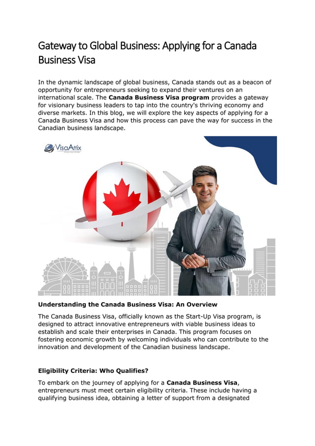 Gateway to Global Business: Applying for a Canada Business Visa | PDF