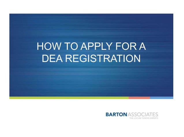 How to Apply for a DEA Registration | PPTX | Medical Health