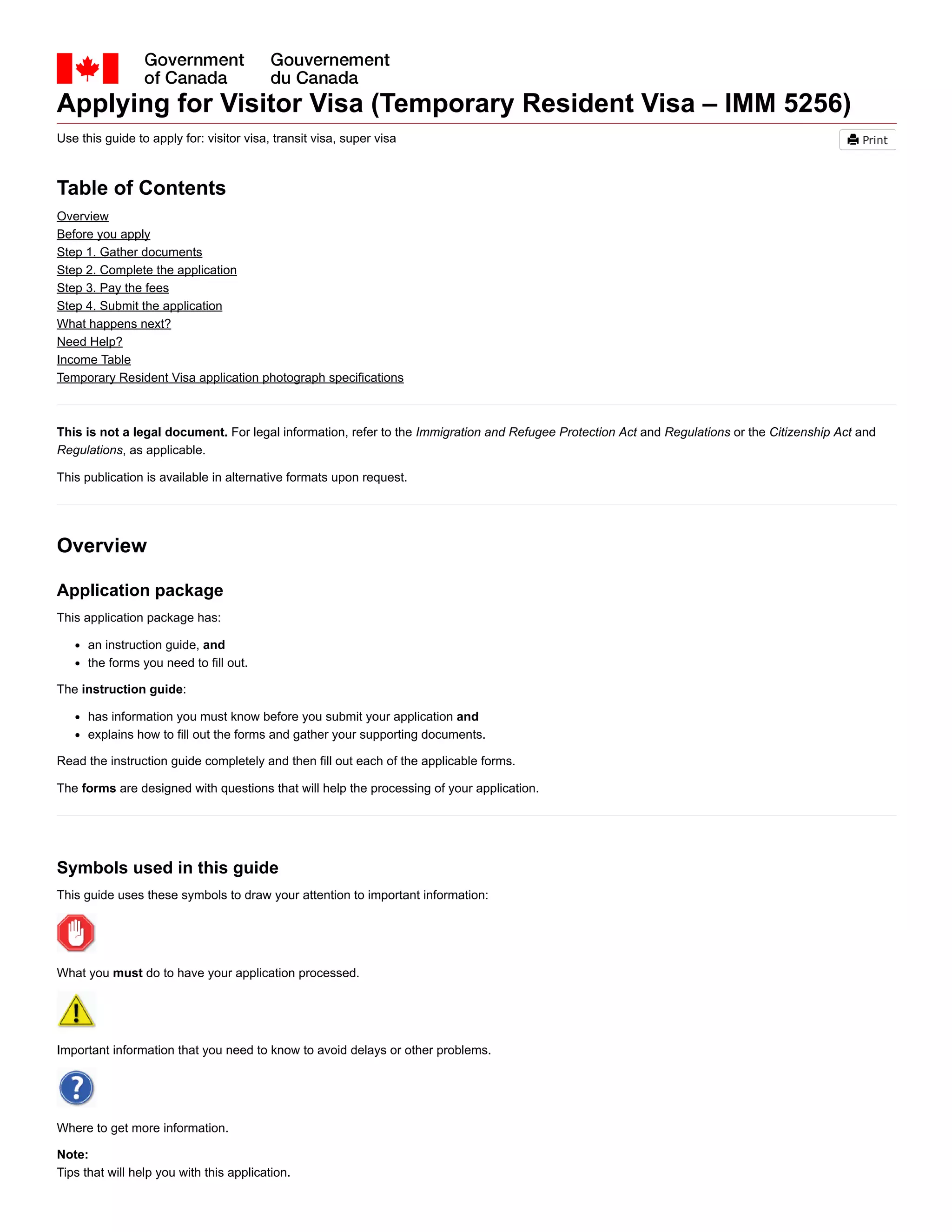 Applying for visitor visa (temporary resident visa – imm 5256) | PDF