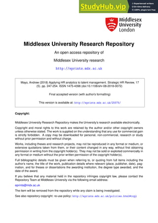 Applying HR Analytics To Talent Management | PDF