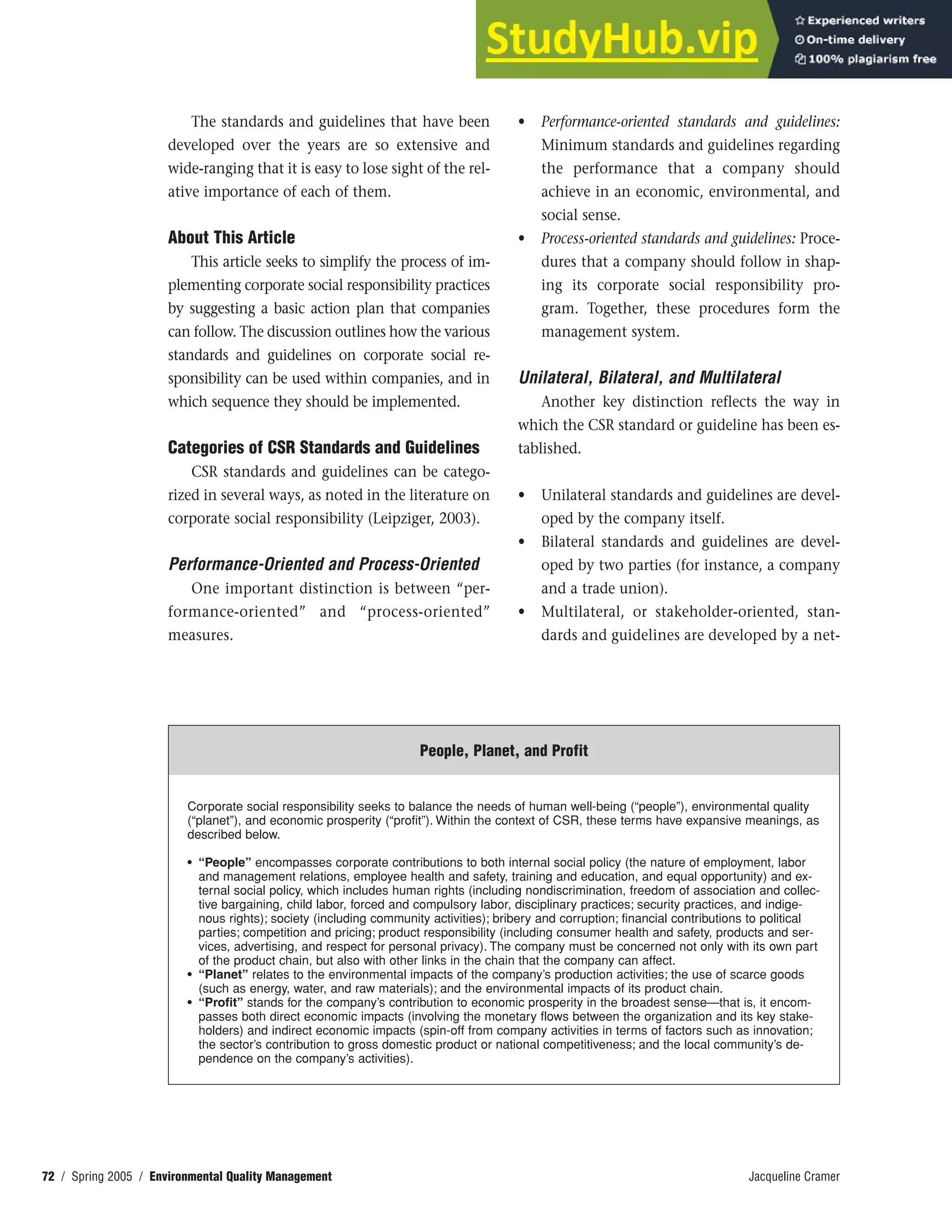 Applying International Standards And Guidelines On Corporate Social ...