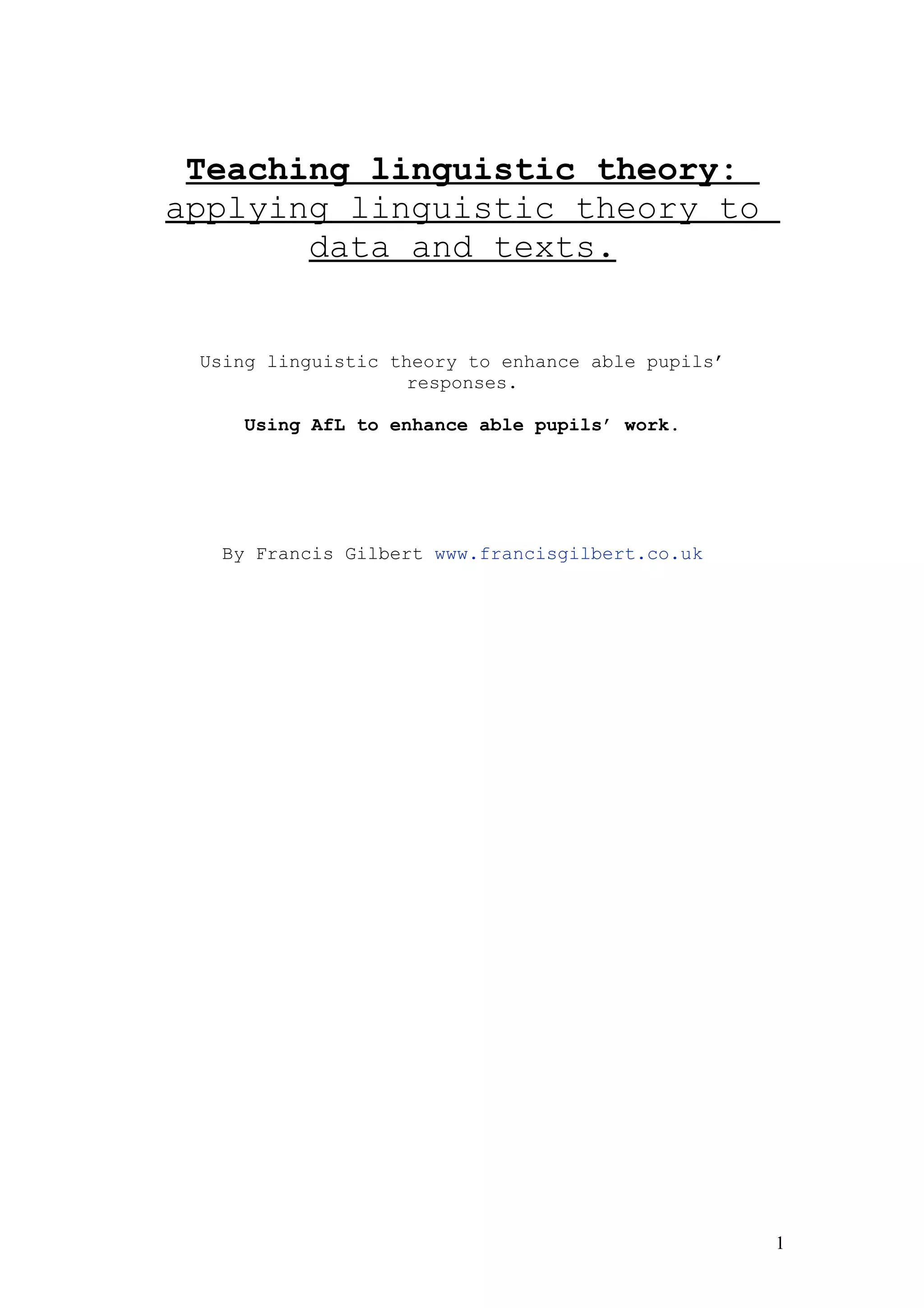 Applying linguistic theory | PDF