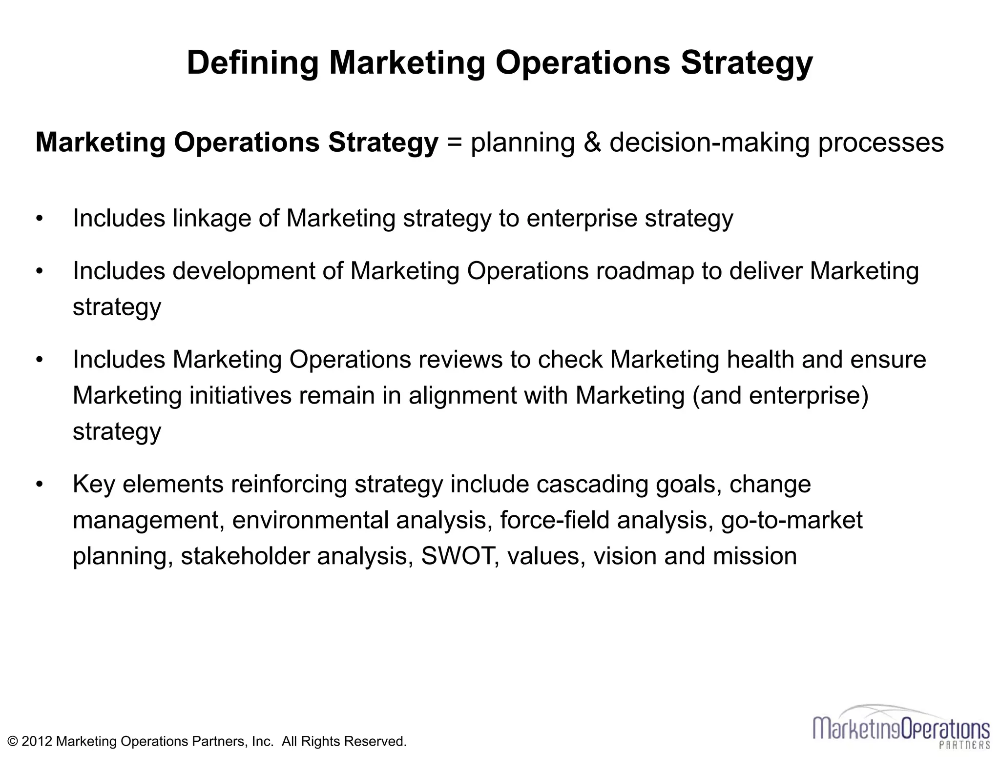 Applying Marketing Operations Best Practice Framework | PDF