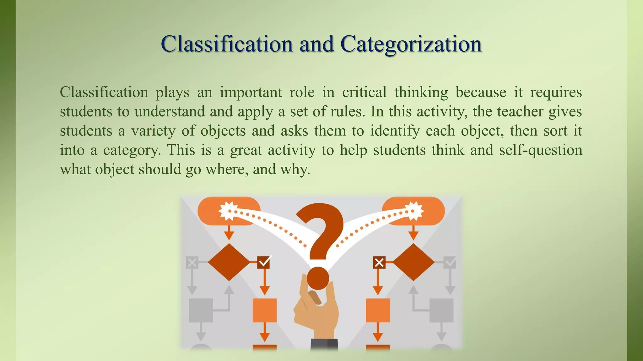 Applying of Critical Thinking Skills in the Classroom | PDF
