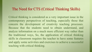 Applying of Critical Thinking Skills in the Classroom | PDF