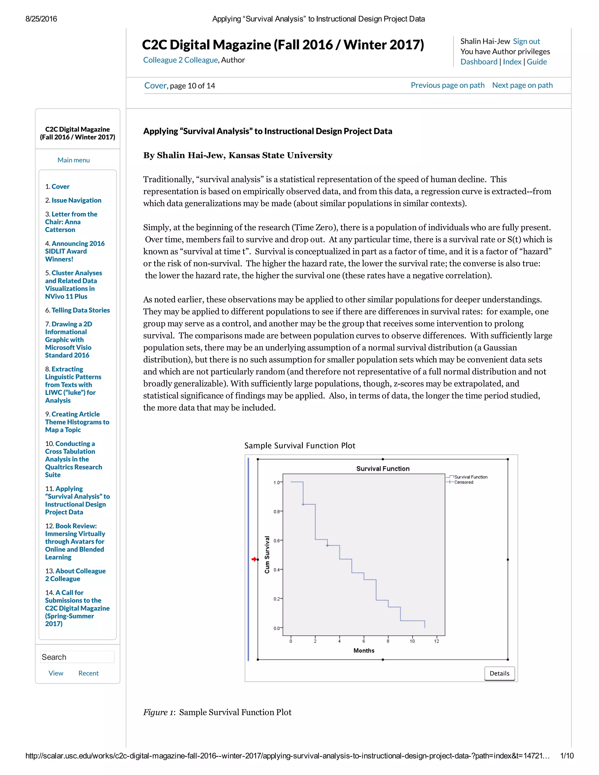 Applying “Survival Analysis” to Instructional Design Project Data | PDF