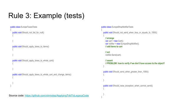 Applying TDD to Legacy Code | PPT