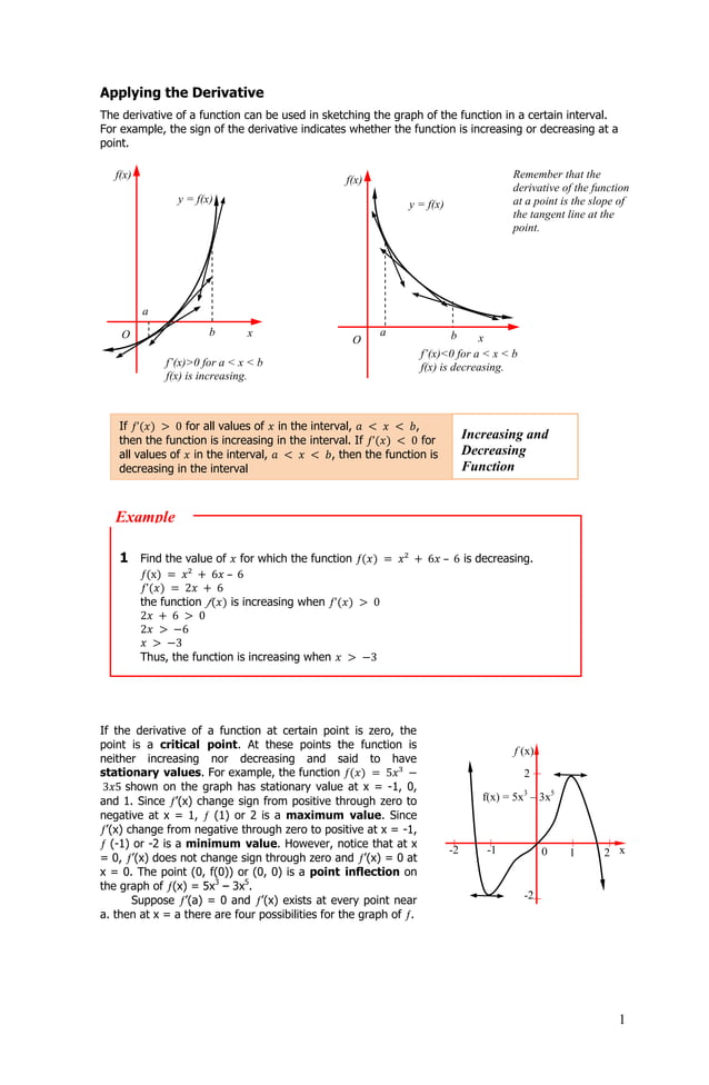 Applying the derivative | PDF