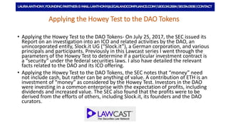 Applying the Howey Test to the DAO Tokens | PPT