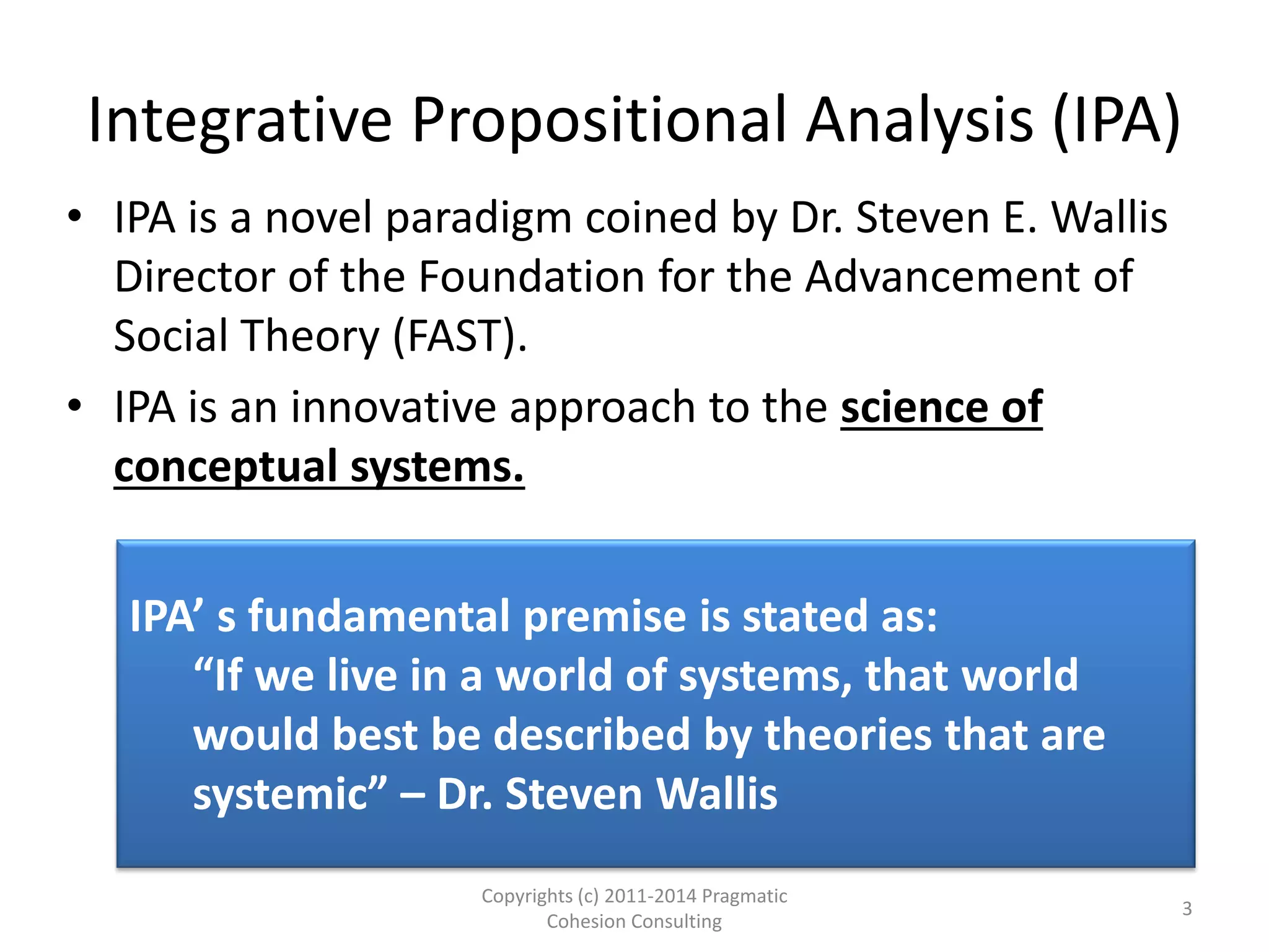 Applying the integrative propositional analysis (ipa) to the ebmm ...