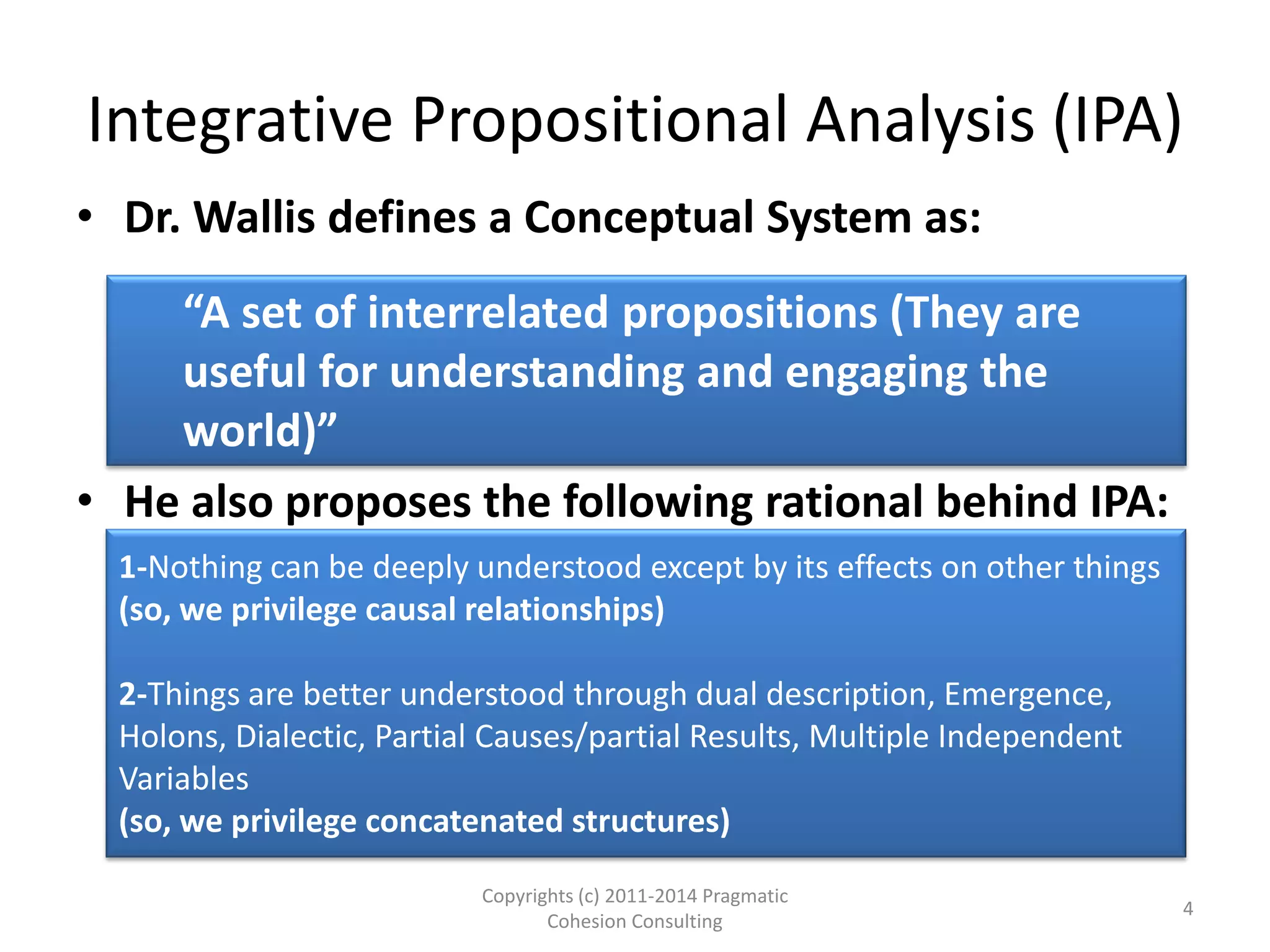 Applying the integrative propositional analysis (ipa) to the ebmm ...