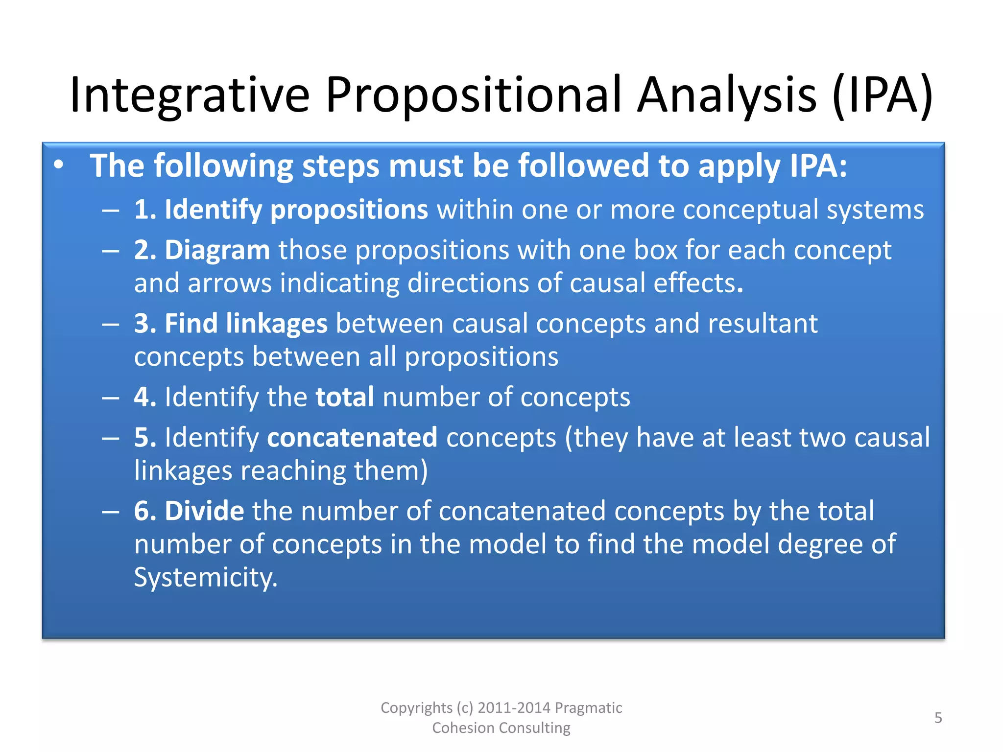 Applying the integrative propositional analysis (ipa) to the ebmm ...
