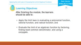 Applying the Limit Laws in Evaluating the Limit of Algebraic Functions.pptx