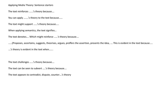 media Applying theory sentance starters | PPT