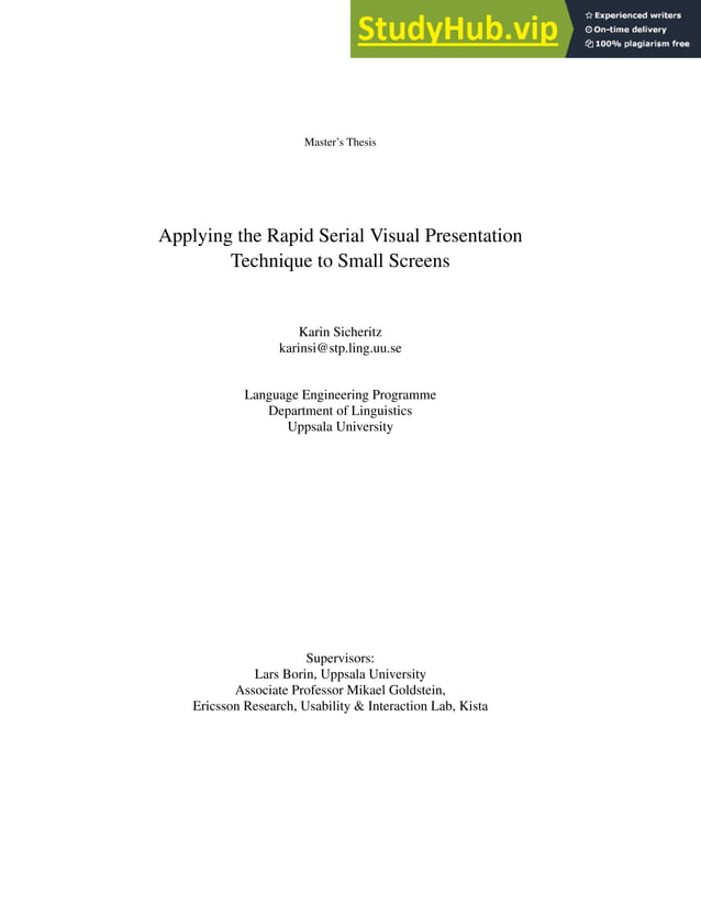 Applying The Rapid Serial Visual Presentation Technique To Small Screens | PDF