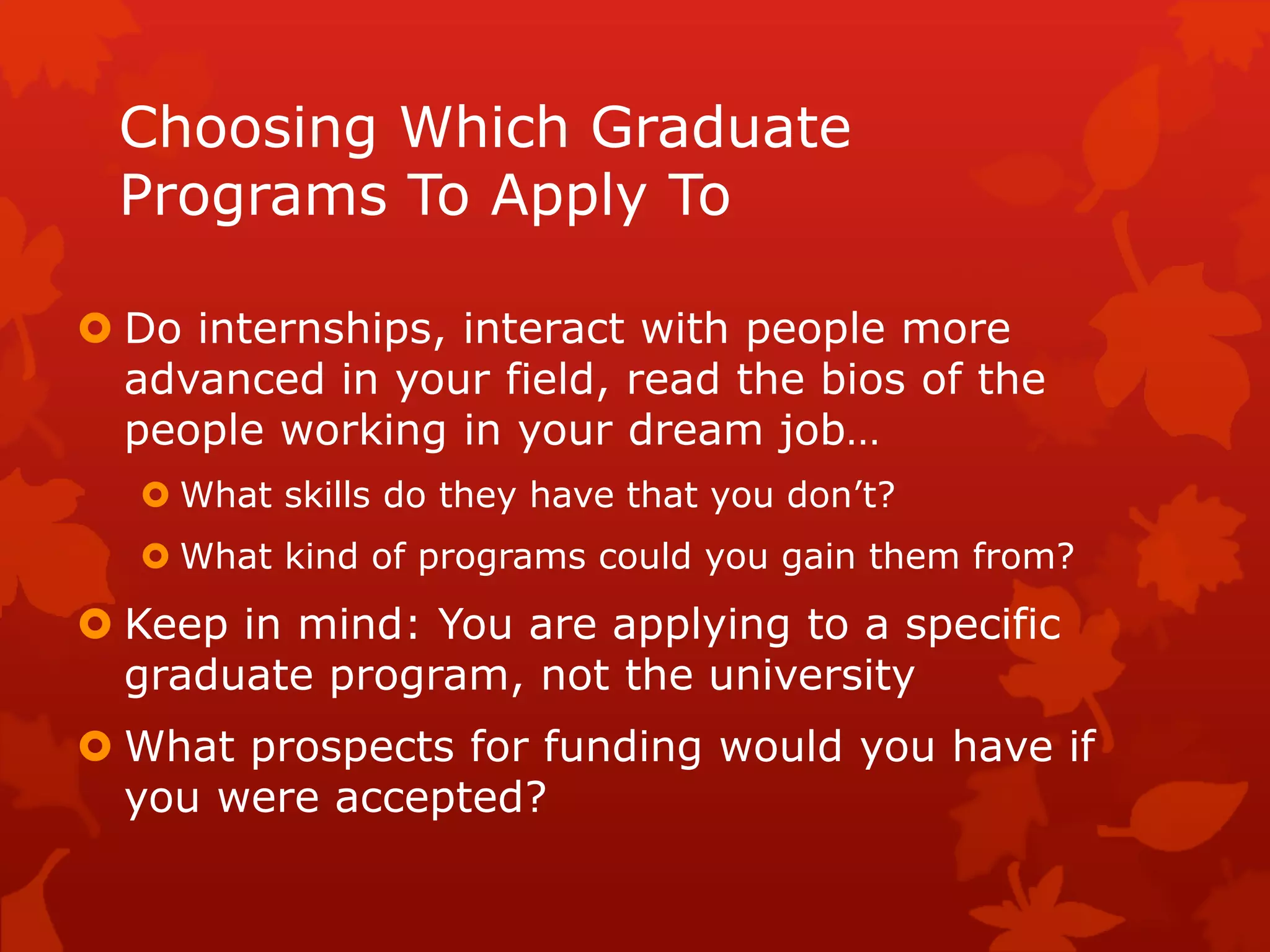 Applying to graduate school | PPT
