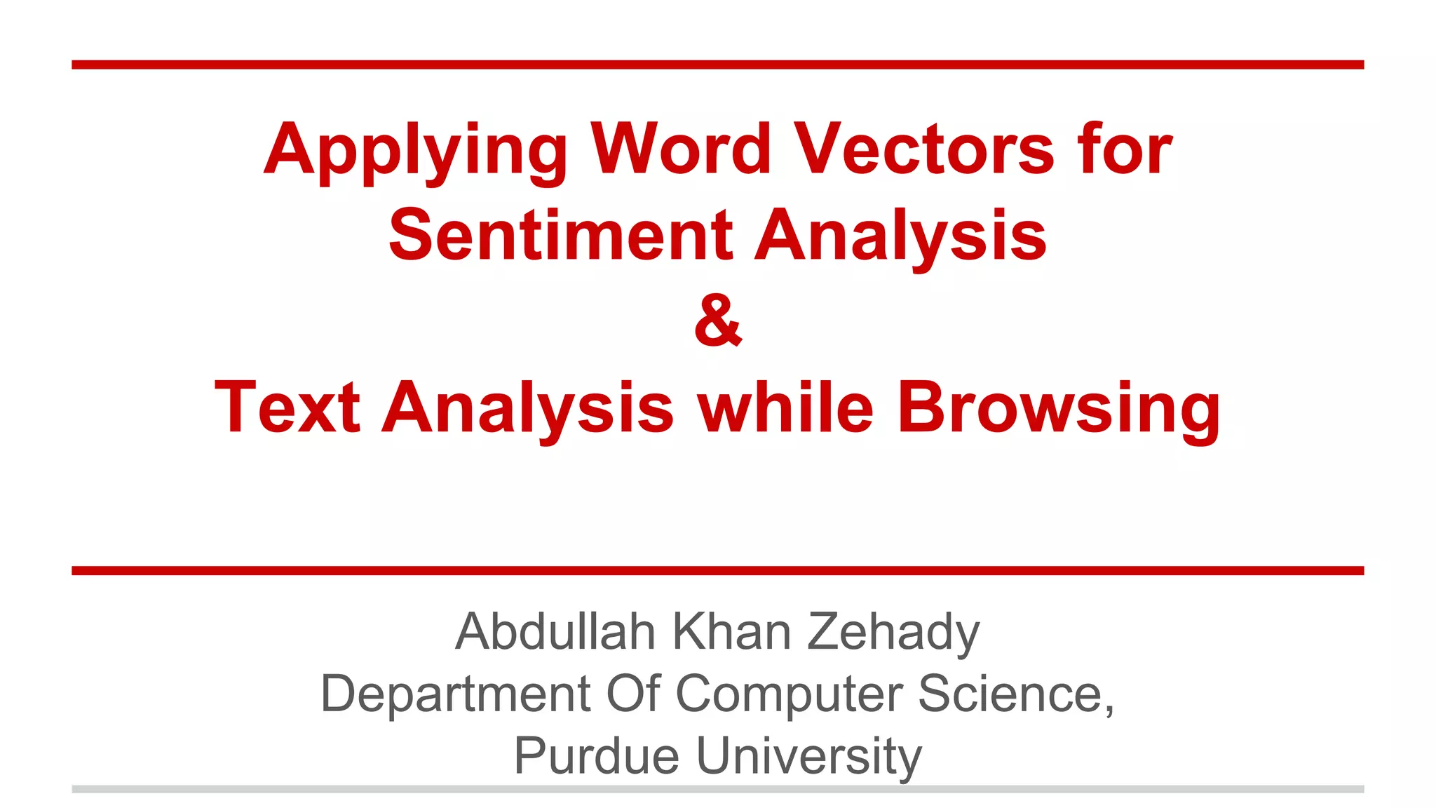 Applying Word Vectors Sentiment Analysis Ppt