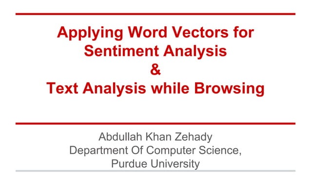 Applying word vectors sentiment analysis | PPT