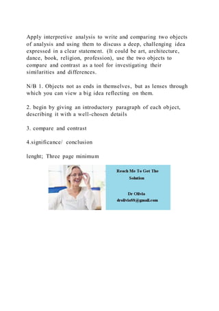 Apply interpretive analysis to write and comparing two objects of an | PDF