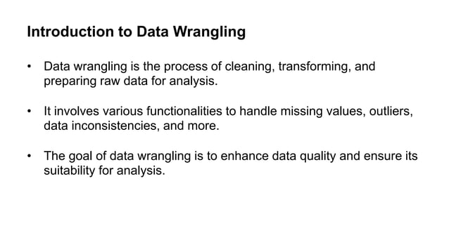 Apply Raw Data Set And Implement The Different Data Warngliing ...